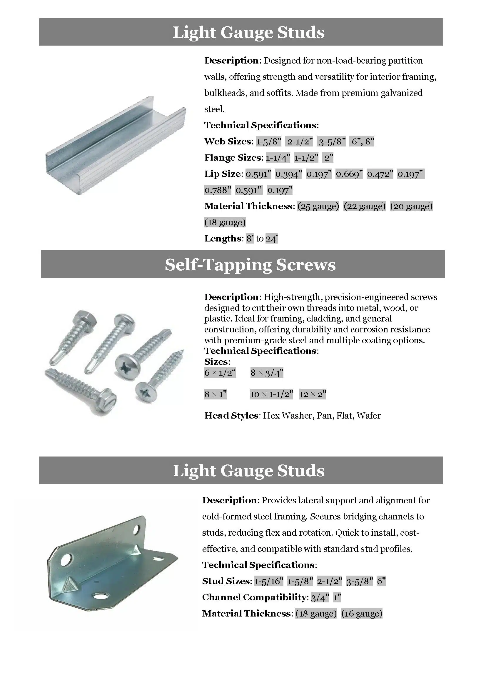 Catalogue - Noble Metal Steel Studs Steel Structure Metal Stud Ontario ...